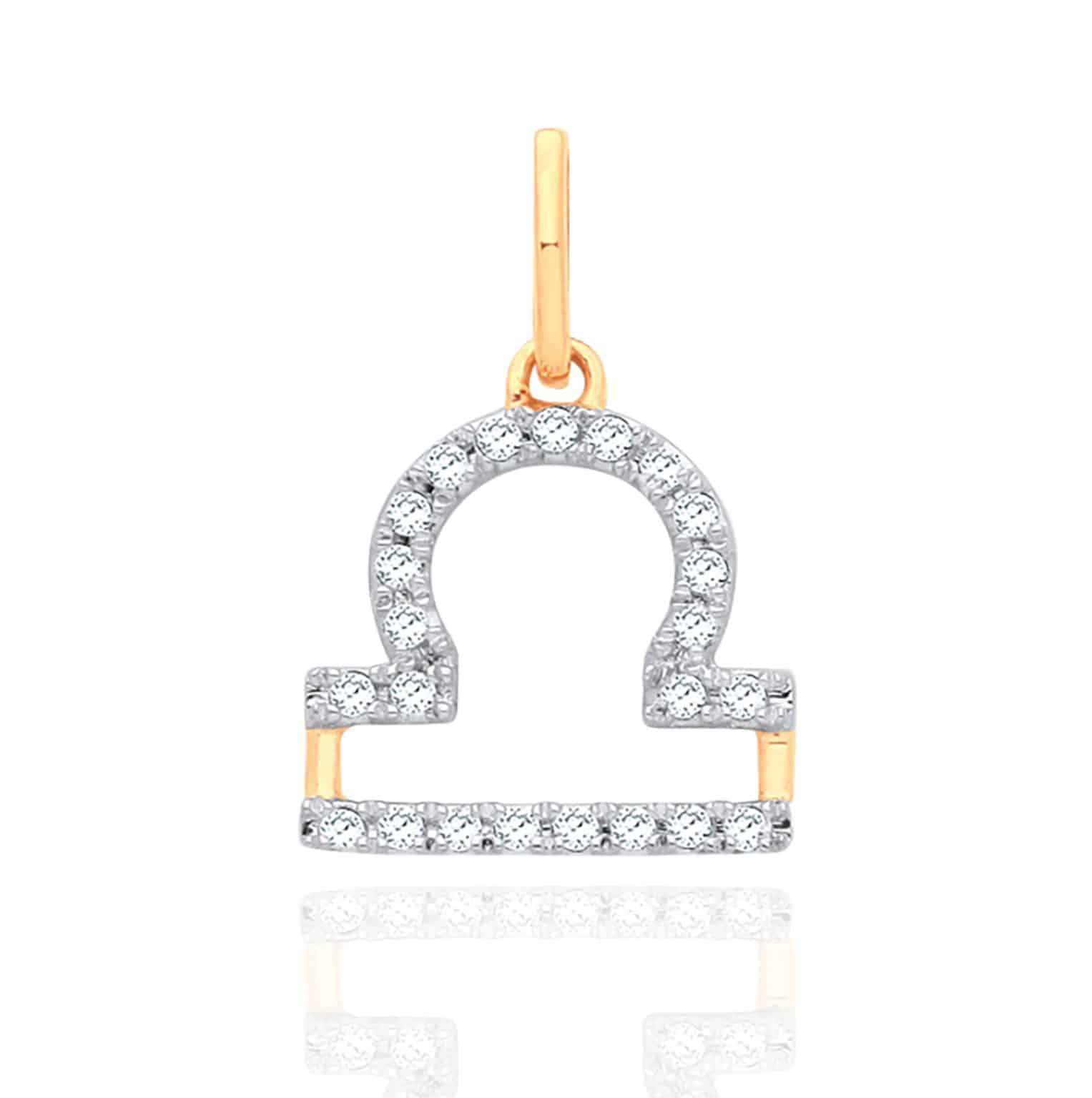 9ct Gold Diamond Zodiac Pendant - Libra.