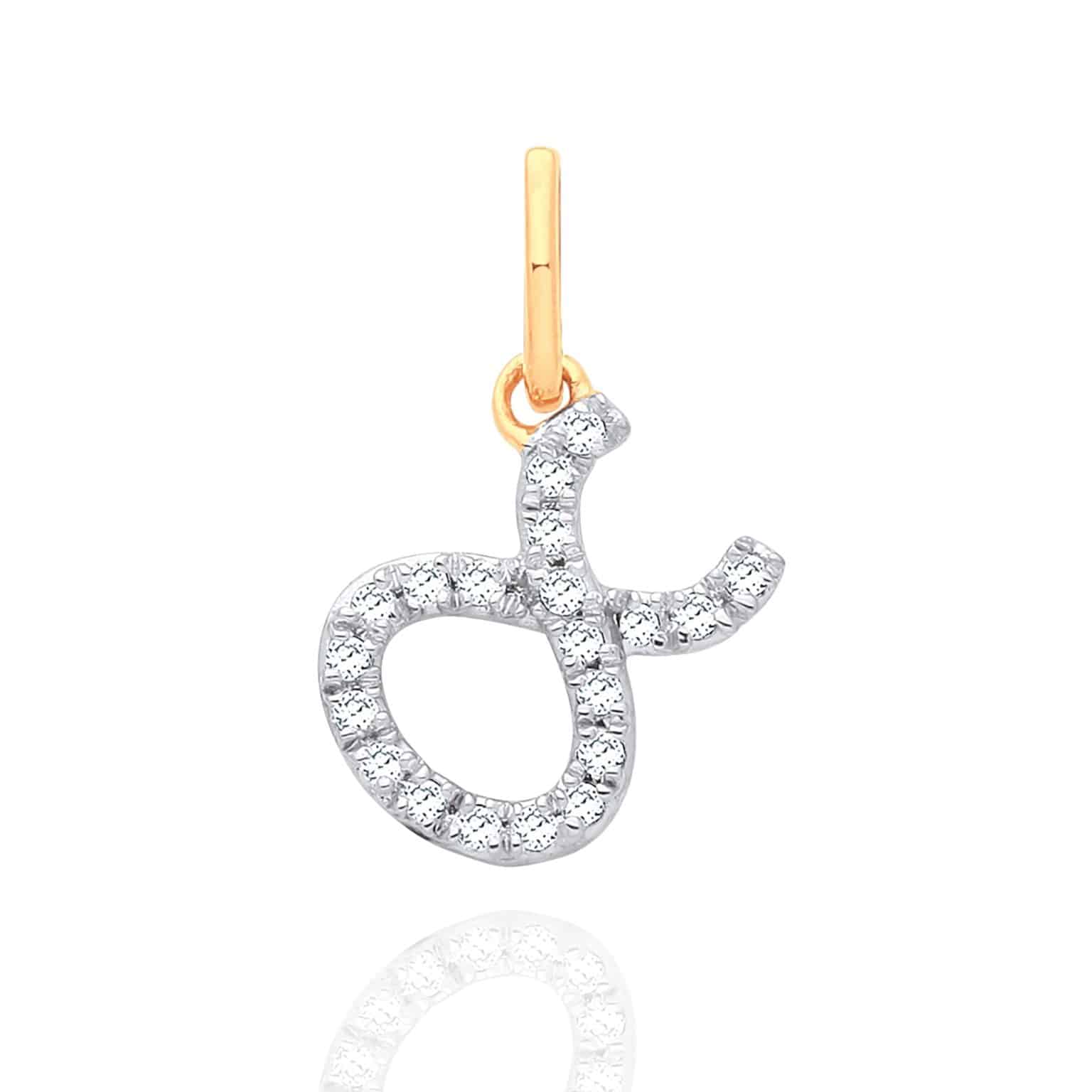 9ct Gold Diamond Zodiac Pendant - Taurus.